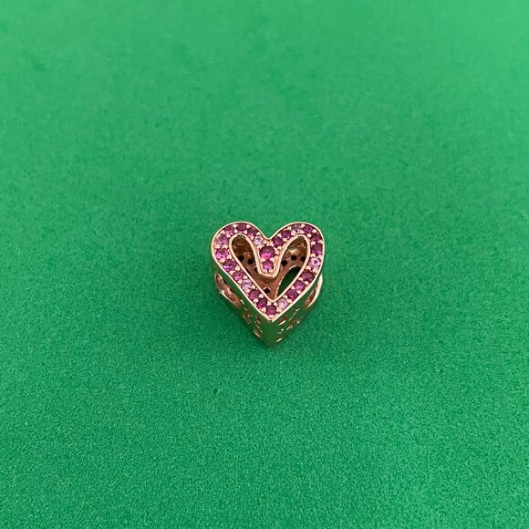 Pandora | Jewelry | Pandora Sparkling Ruby Red Pink Freehand Heart Rose ...